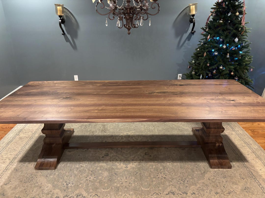 Large Walnut Dining Table, Custom Black Walnut Table, Walnut Pedestal Table, Black Walnut ...