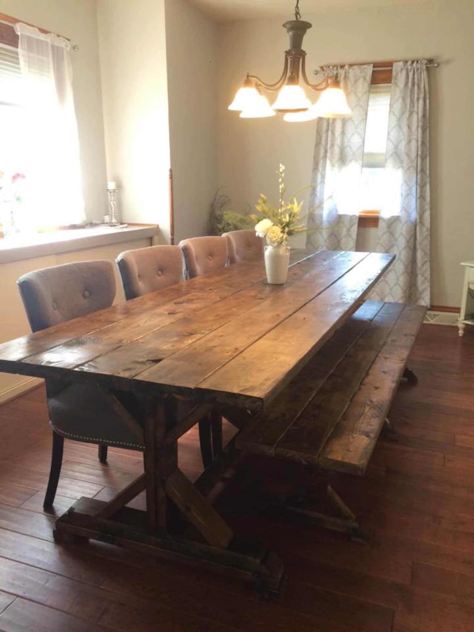 Farmhouse Table, Farm Table, Long Farmhouse Table, Rustic Table, Rustic ...