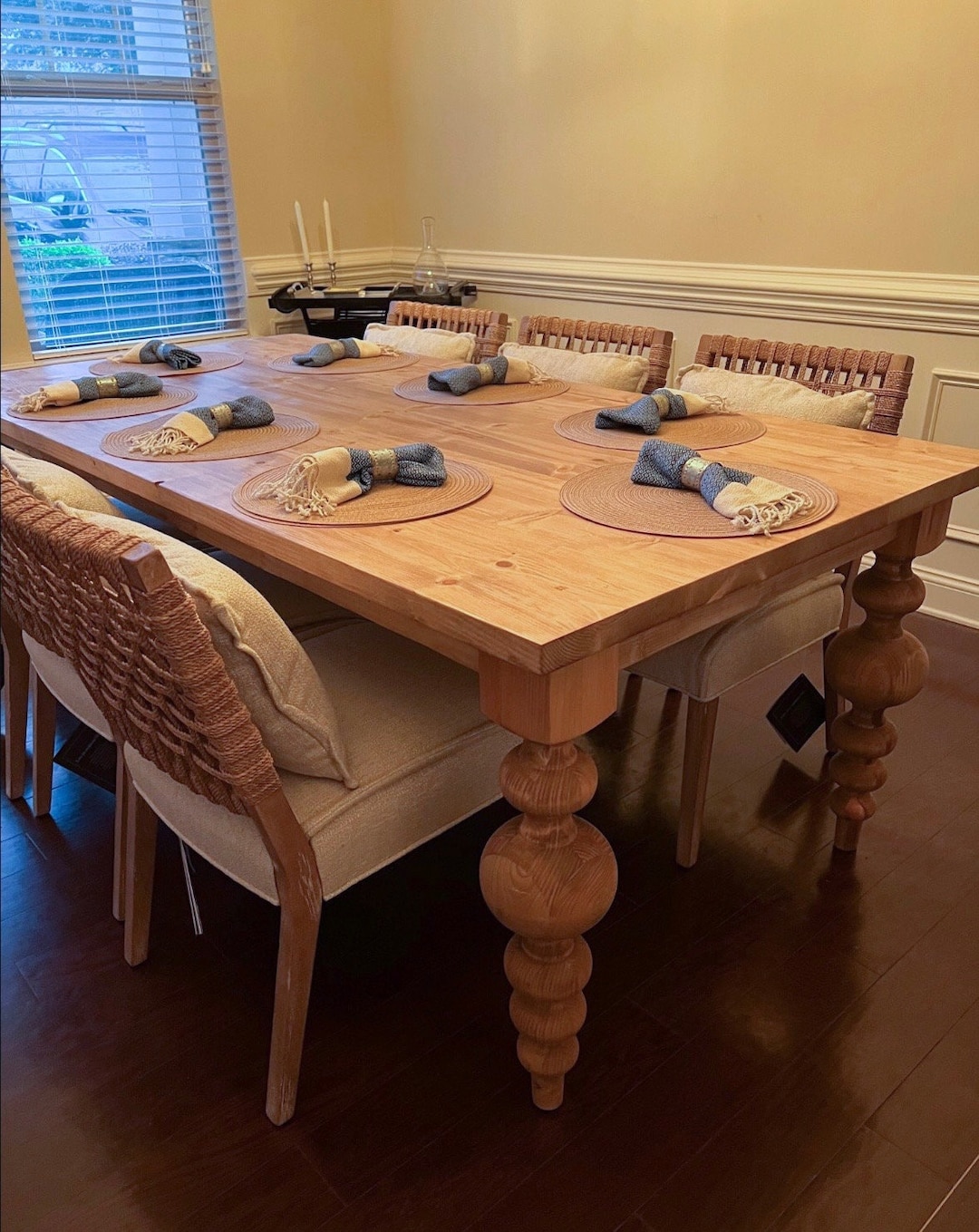 Chunky Balled Farmhouse Table, Custom Large Modern Table, Modern Table ...