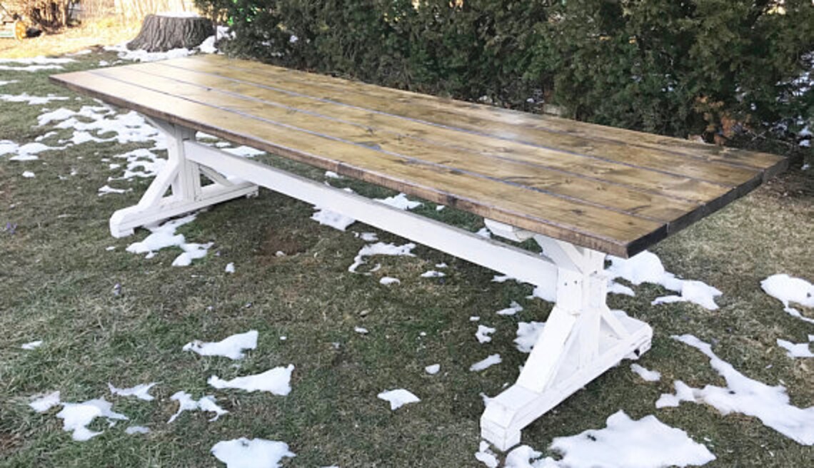 Shabby Chic Table, Distressed Farmhouse Table, Antique White Farm Table ...