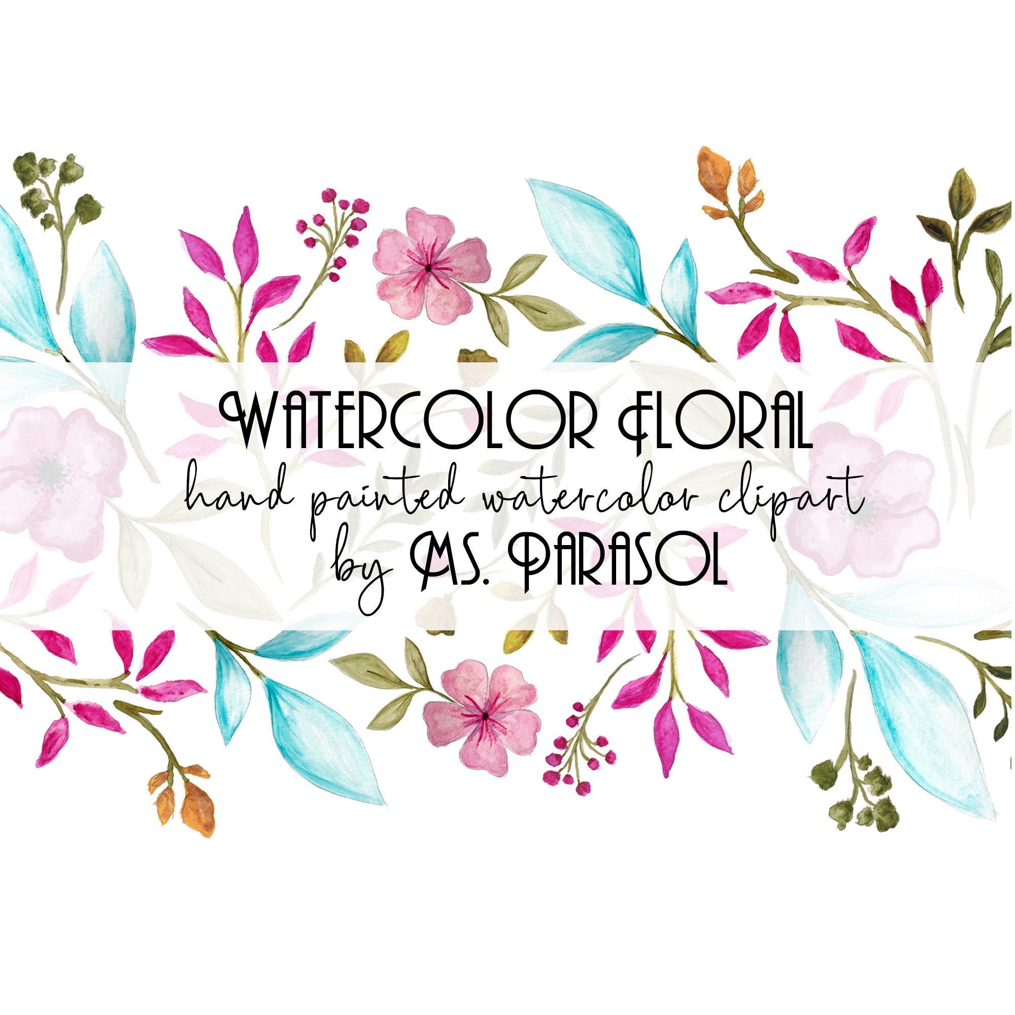 Watercolor Flower Clipart Elements Illustrations / Floral Pattern ...