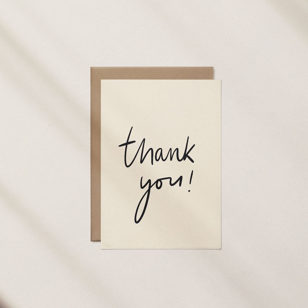Thank You Handwritten Greeting Card Elegant Script Design - Etsy