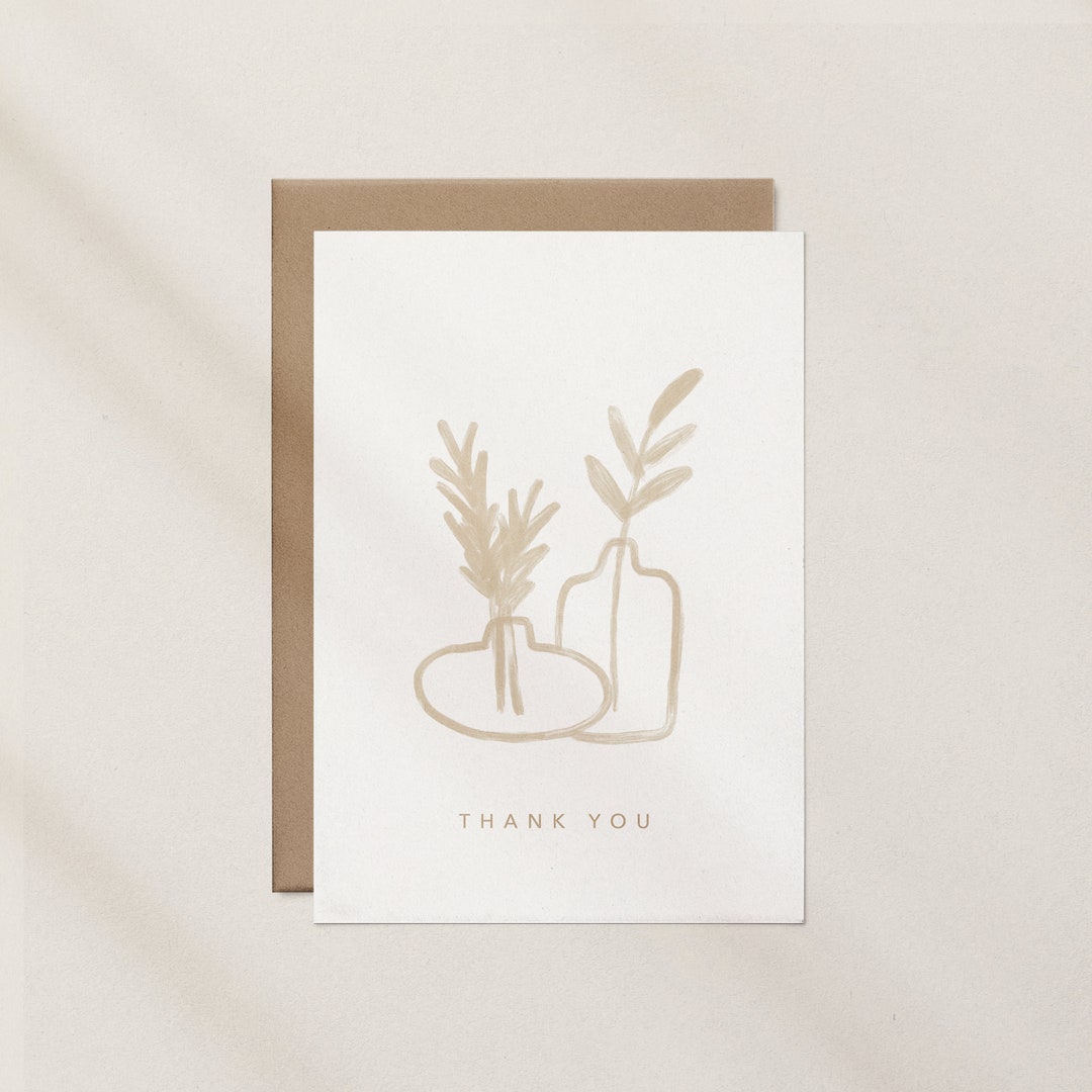 Thank You Greeting Card - Line Art Design, Perfect for Expressing ...