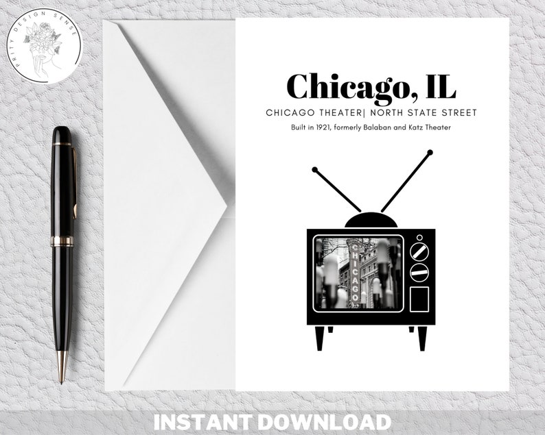 Printable Chicago Theater Card Digital Art Downloadable - Etsy