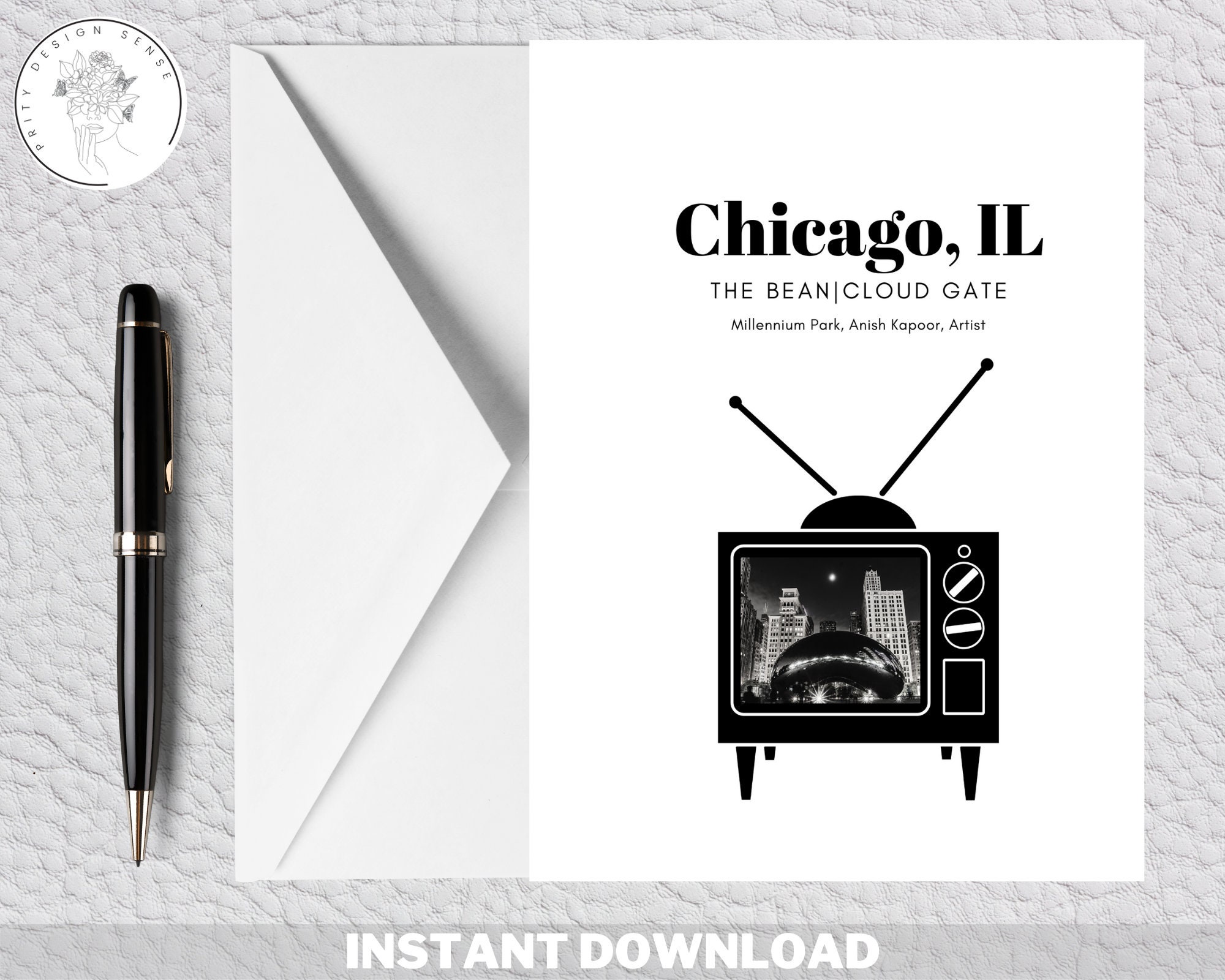 Printable the Bean Card Digital Art Downloadable Template Print Instant ...