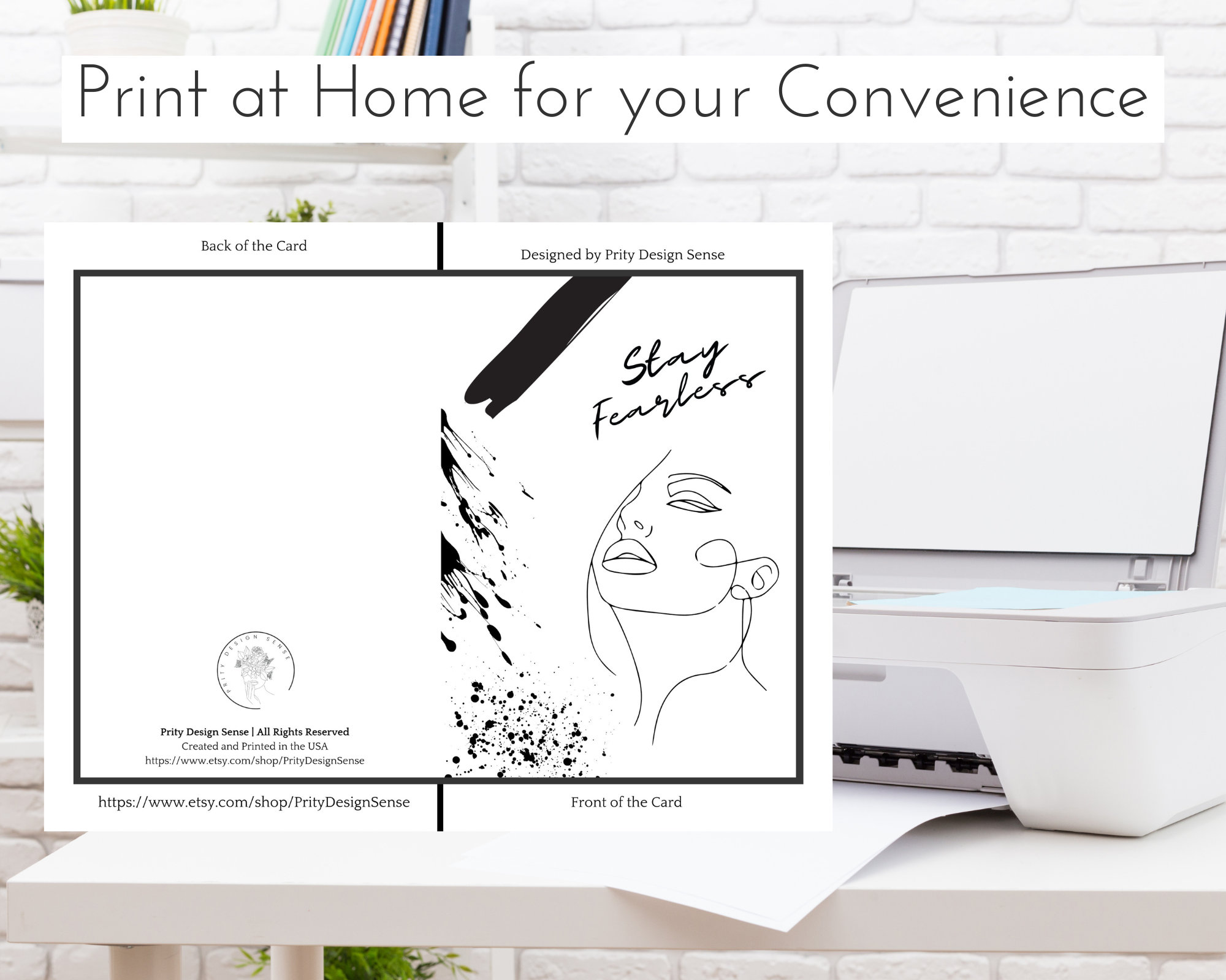 Printable Stay Fearless Card Digital Art Downloadable Template Print ...
