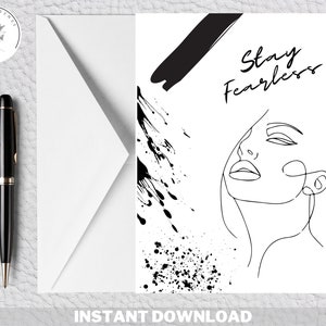 Printable Stay Fearless Card | Digital Art Downloadable Template Print ...