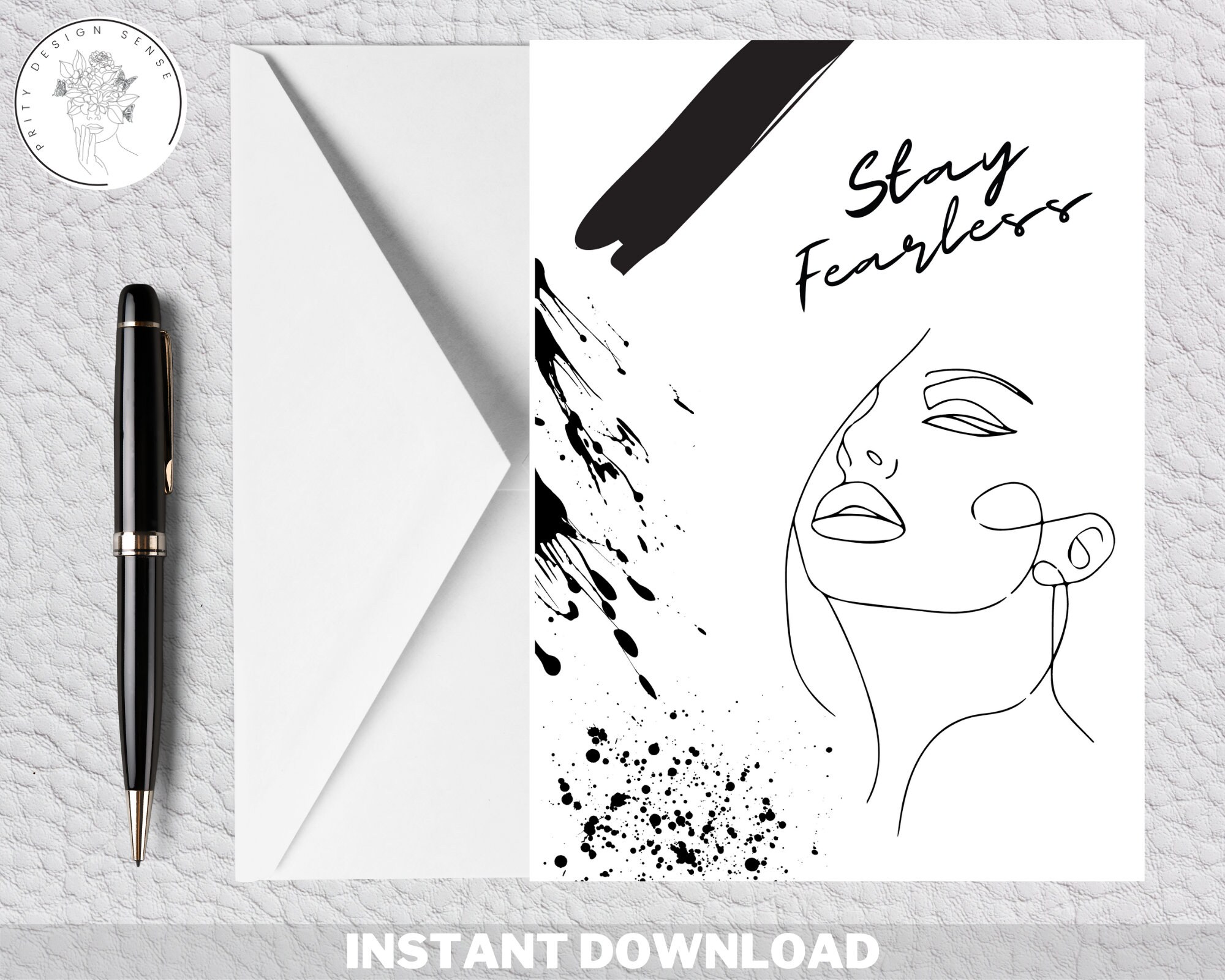 Printable Stay Fearless Card | Digital Art Downloadable Template Print ...