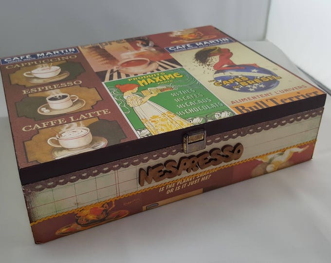 Nespresso Coffee Storage Wood Box Small Storage Wood Box Nespresso Box ...