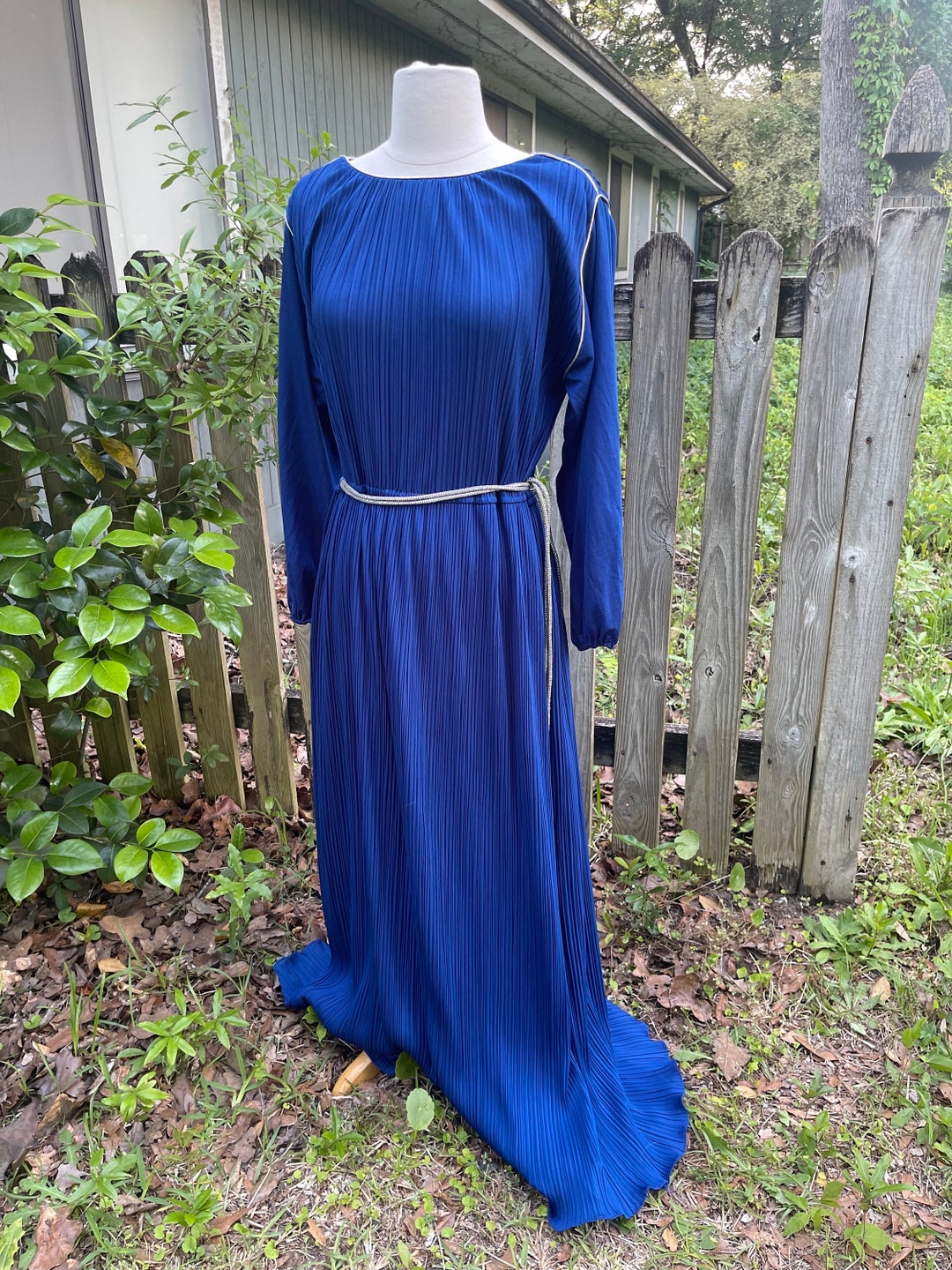 Royal Blue VINTAGE HAL FERMAN 70s Goddes Style Light Weight Pleated ...