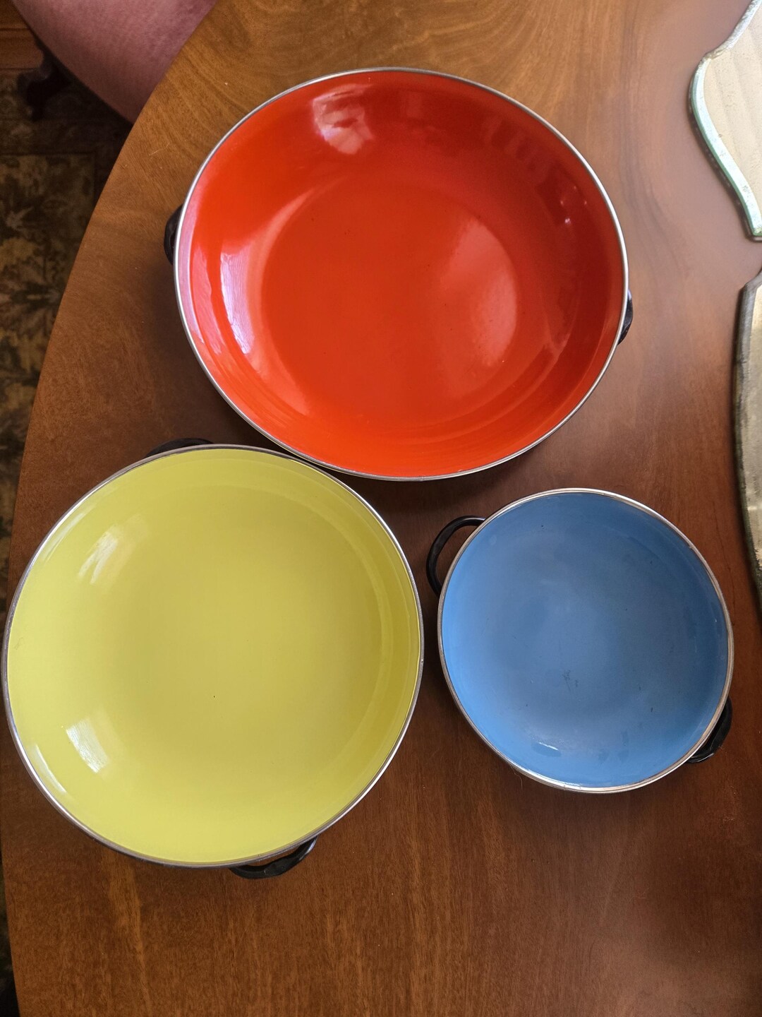 Enameled Saute Pans by Emo Celji Made in Yugoslavia Set of 3 6.25 8.25 ...