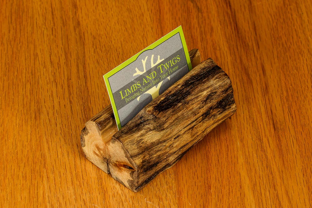 Log Business Card Holder Wood, Wooden Business Card Holder, Natural ...