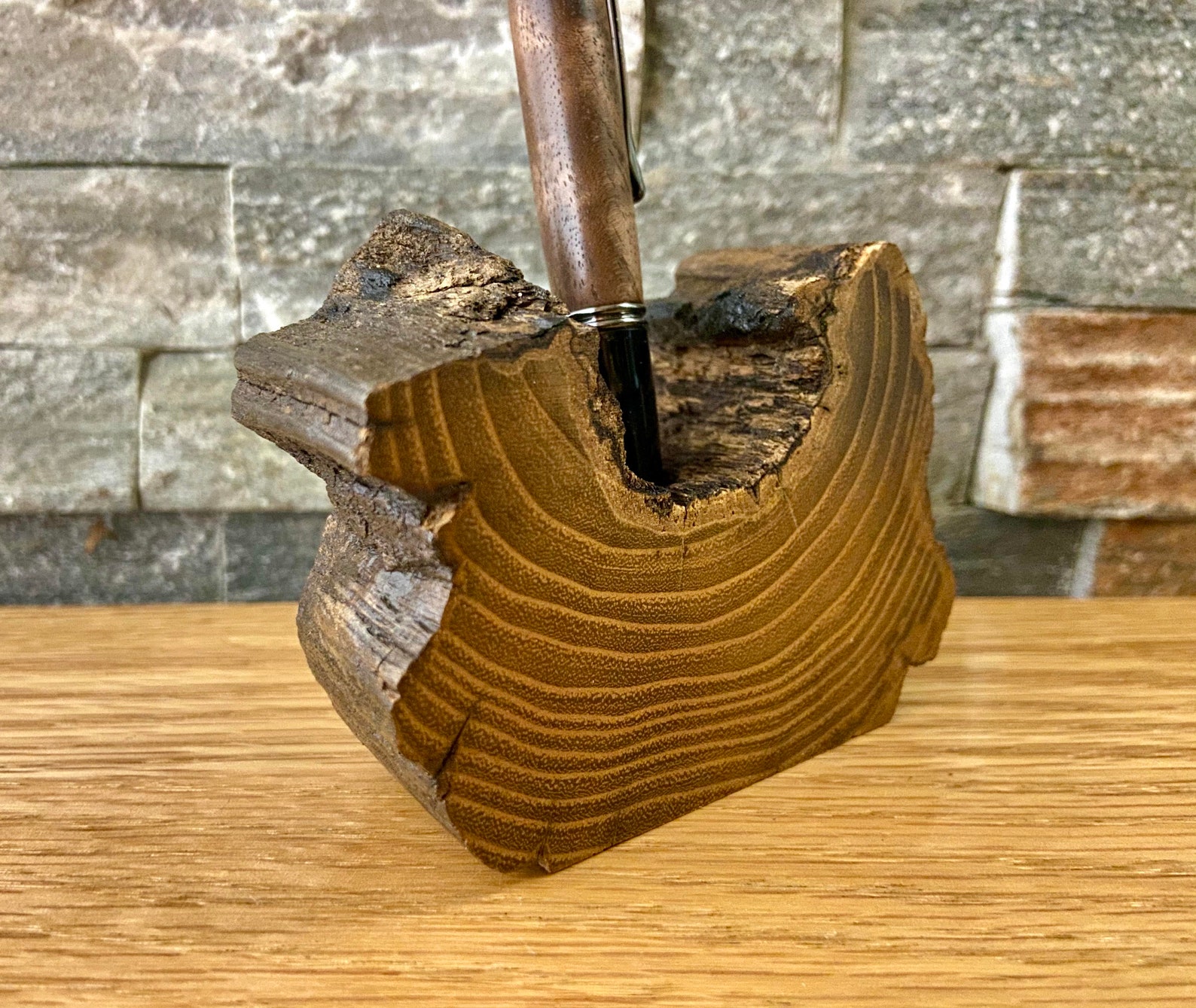 Driftwood Pen Display for Hand Turned Pens, Wooden Pen Stand, Single ...