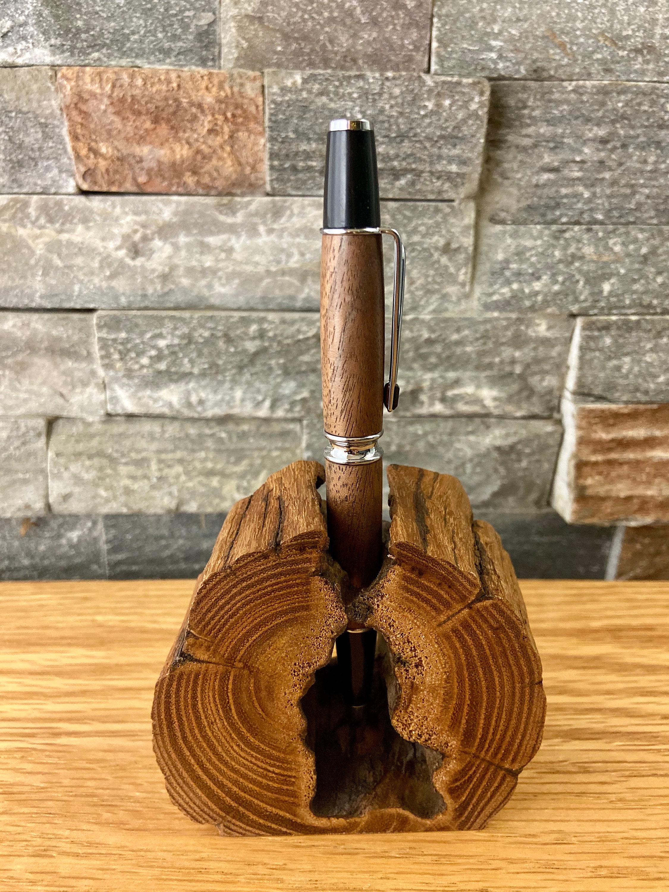 Driftwood Pen Display for Hand Turned Pens, Wooden Pen Stand, Single ...
