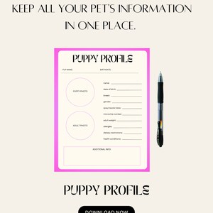 Printable Fillable Puppy Profile, Puppy Vaccination, Puppy Records ...