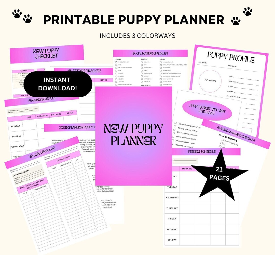 Dog Care Planner, Puppy Planner, Puppy Vaccination, Puppy Health Record ...