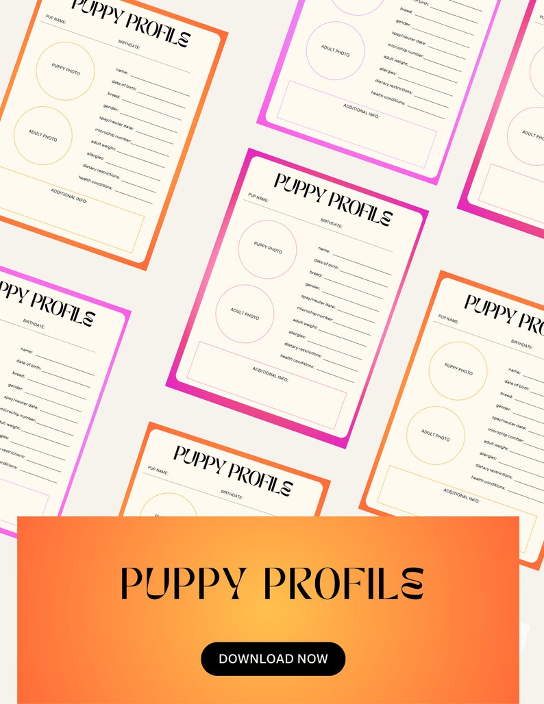 Printable Fillable Puppy Profile, Puppy Vaccination, Puppy Records ...