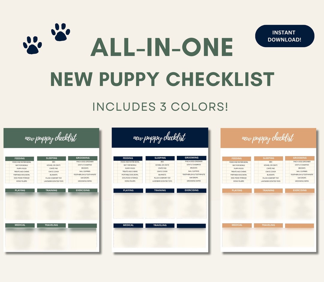 Printable Puppy Checklist, Puppy Shopping List, Puppy Essentials, Puppy ...