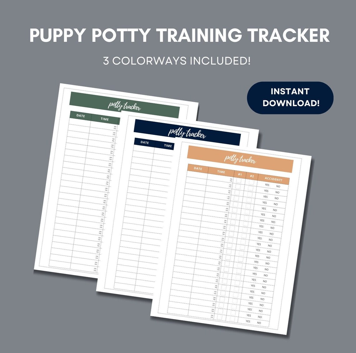 Printable Minimalist Dog Training Log, Puppy Potty Training Tracker ...
