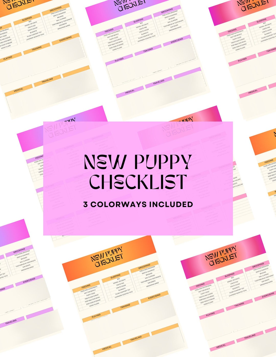 Printable Puppy Planner, Puppy Checklist, Puppy Essentials, Puppy Prep ...