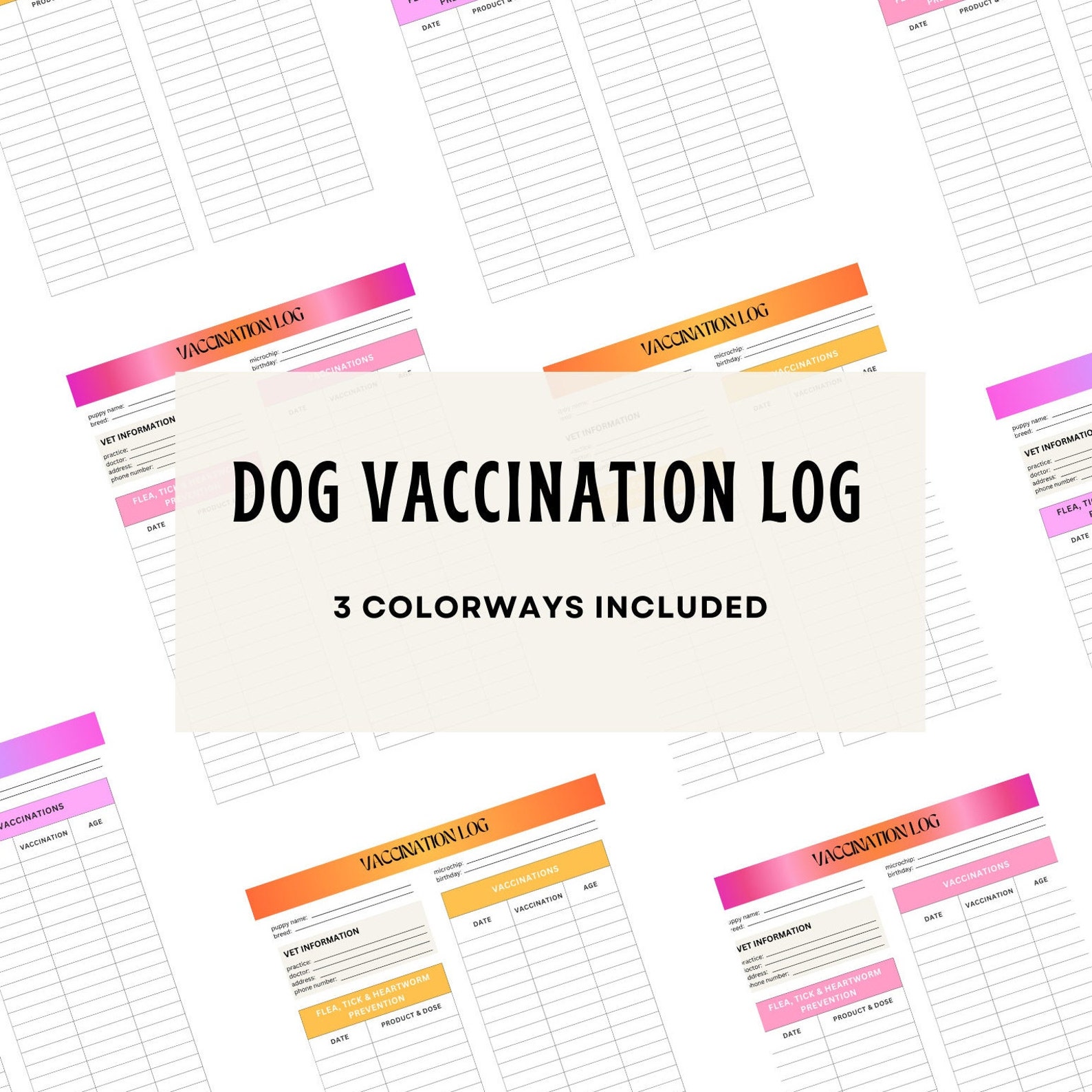 Printable Puppy Vaccination Log, Puppy Vaccines, Puppy Log, Puppy ...