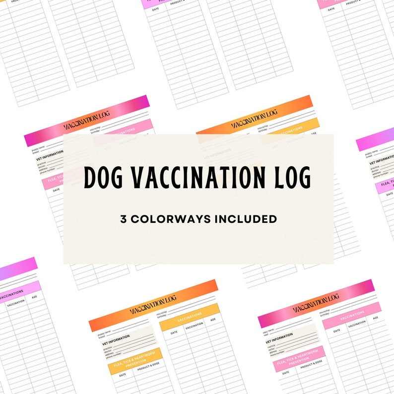 Printable Puppy Vaccination Log, Puppy Vaccines, Puppy Log, Puppy ...