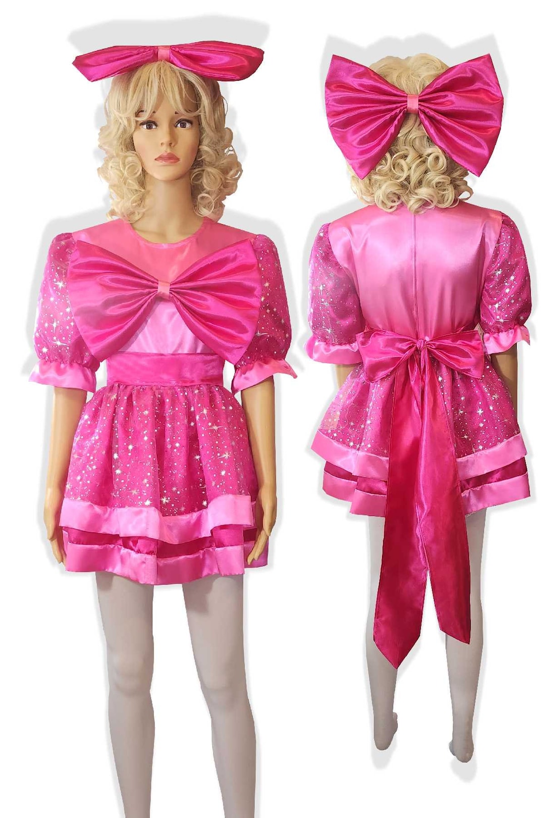 Marli Custom Fit Hot Pink Satin Giant Bow Hairbow Adult Sissy Dress by ...
