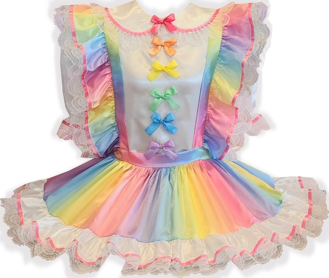 Bertha Custom Fit Rainbow Satin Ribbon Bows Adult Little Girl Sissy ...