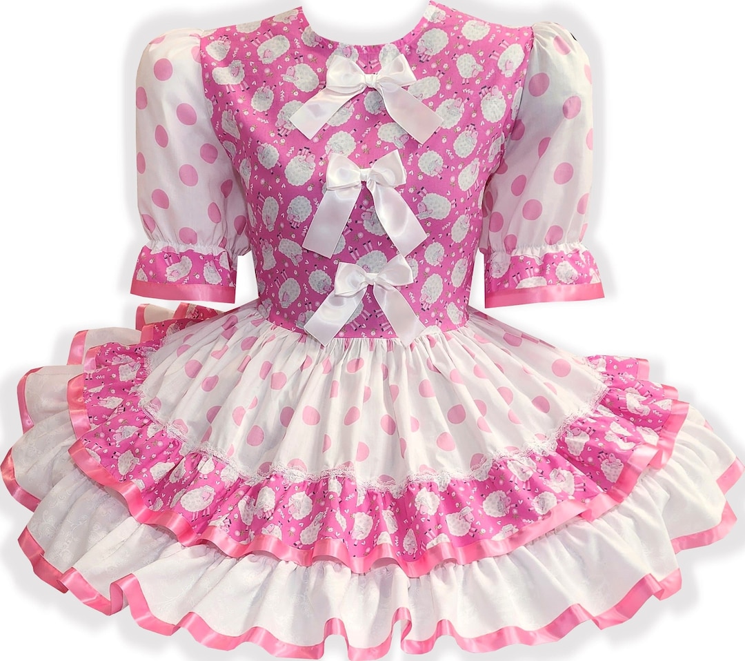 Bridget Custom Fit Pink Polka Dots Ruffles Bows Adult Sissy Dress by ...