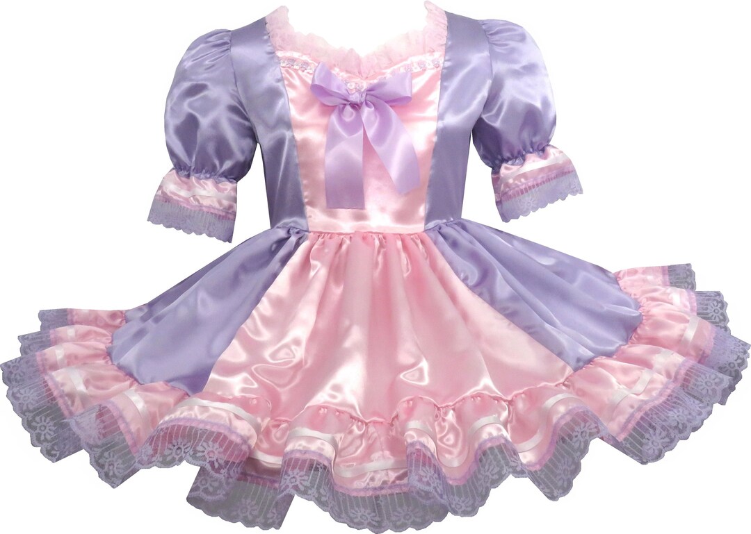 Klara Custom Fit Pink & Lilac Satin Adult Sissy Fantasy Dress - Etsy