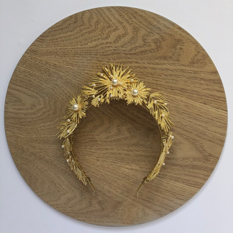 Incredible Gold Floral Headpiece With Pearl Details - Etsy