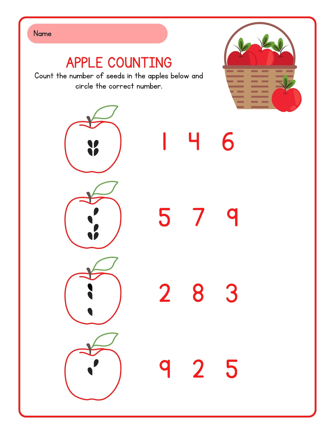 Apple Mini Unit Preschool Printables - Etsy