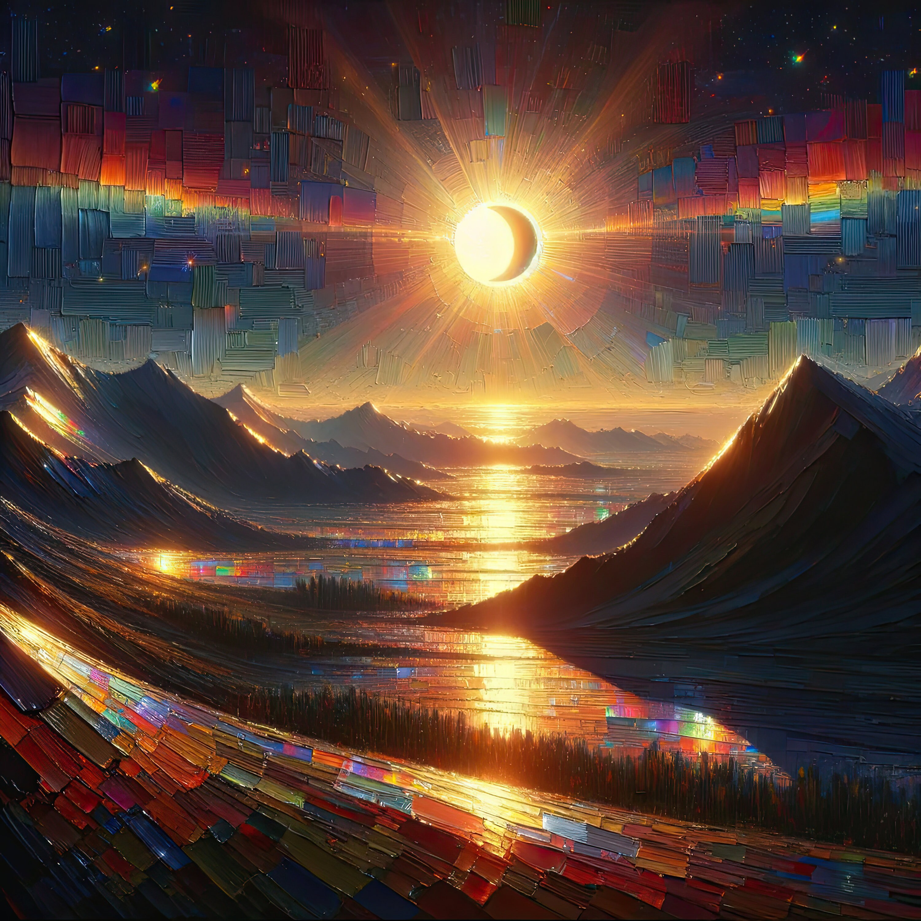 HD Cosmic Eclipses Series - Oil Palette Knife Inspiration as 5 HD ...