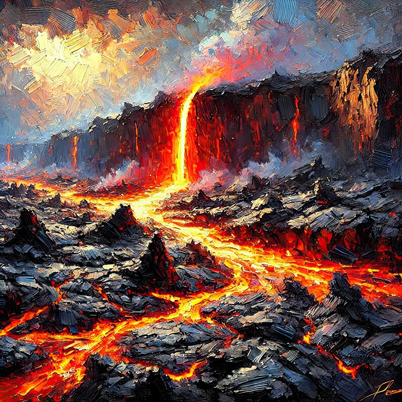 HD Lava Flows I Series Oil Palette Knife Inspiration as 5 HD Digital ...