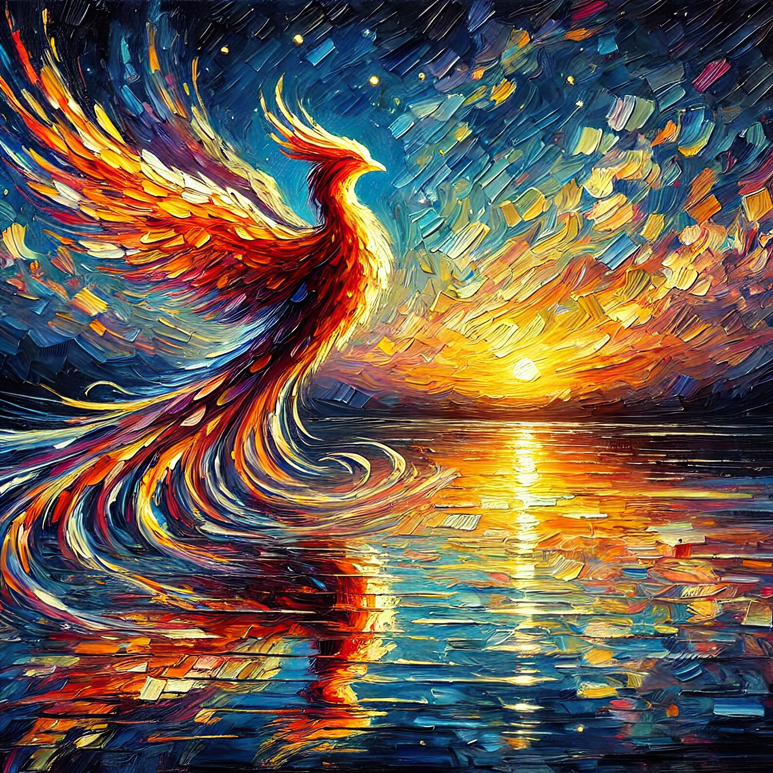 HD Phoenix III Series - Oil Palette Knife Inspiration as 5 HD Digital ...