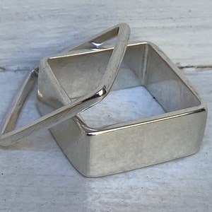 Large Square Ring, Ring Set (2), Chunky Square Ring, Stacking Rings ...