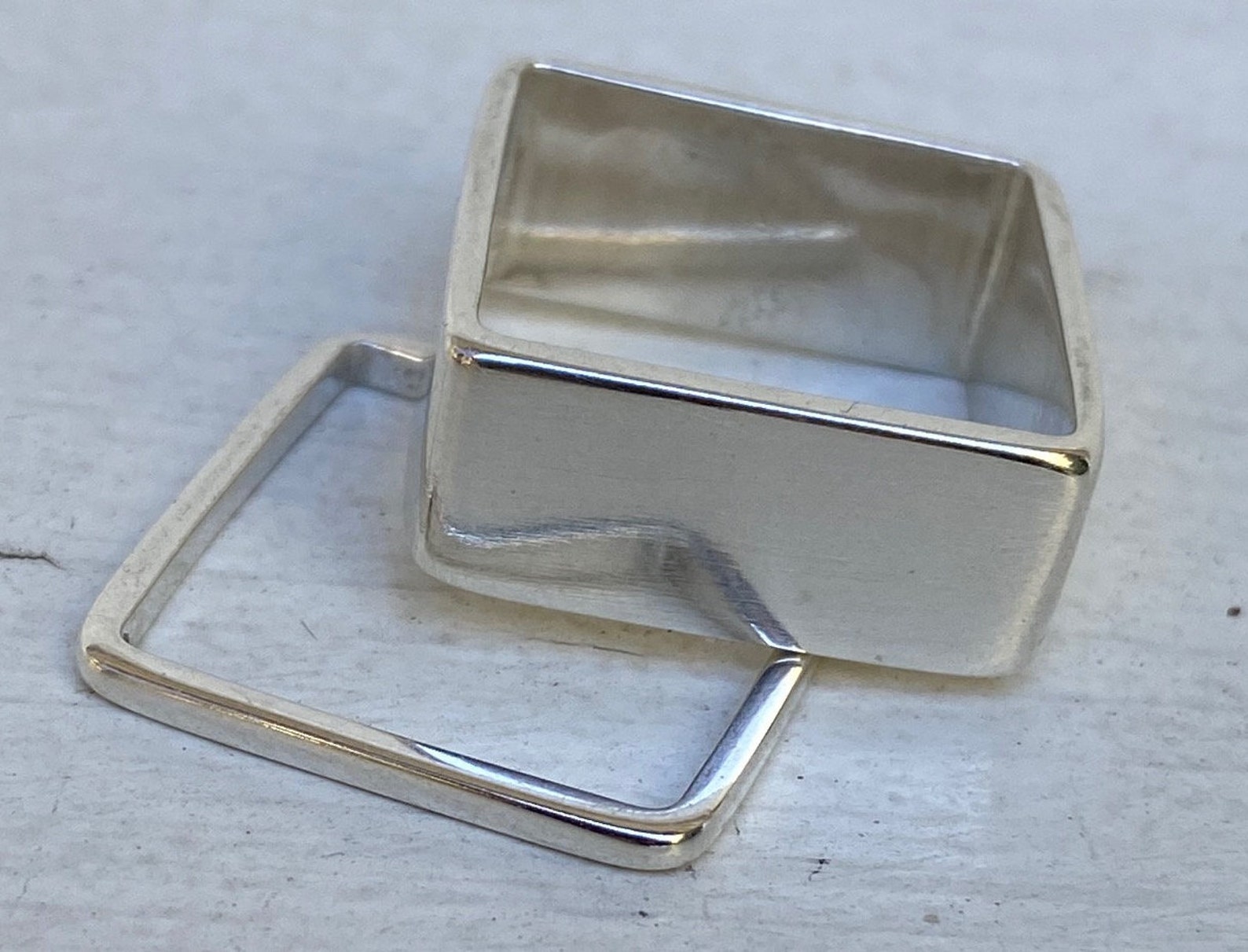 Large Square Ring Ring Set 2 Chunky Square Ring Stacking - Etsy