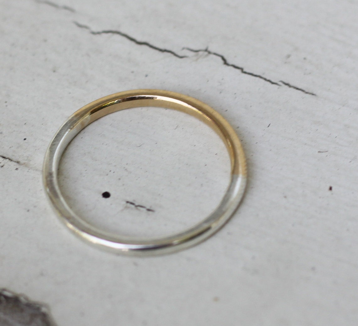 Gold and Silver ring Mixed metal ring 14k gold sterling | Etsy