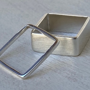 Large Square Ring, Ring Set (2), Chunky Square Ring, Stacking Rings ...