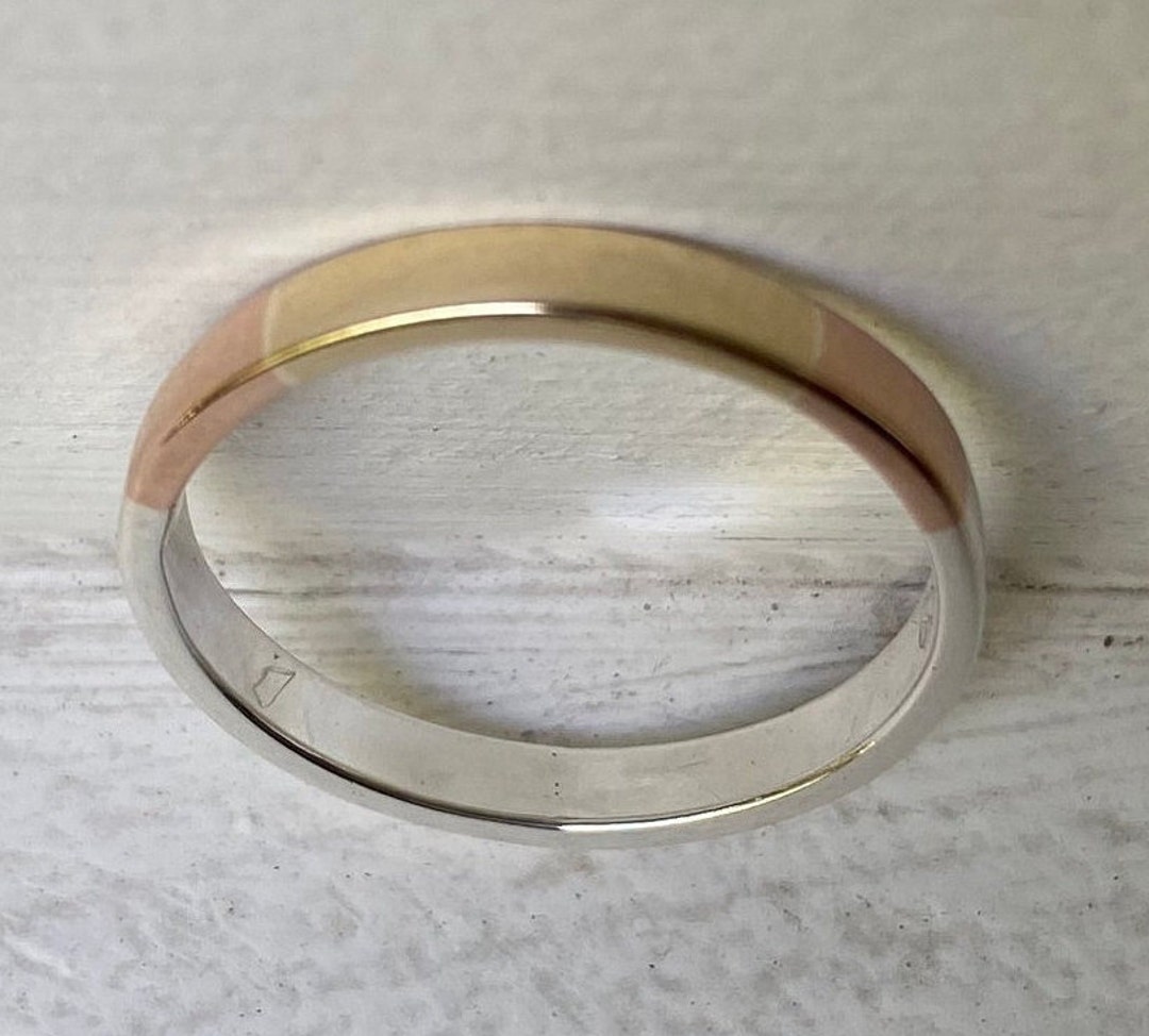 Gold and Silver Mixed Metal Ring, 14k Yellow Gold, 14k Rose Gold ...