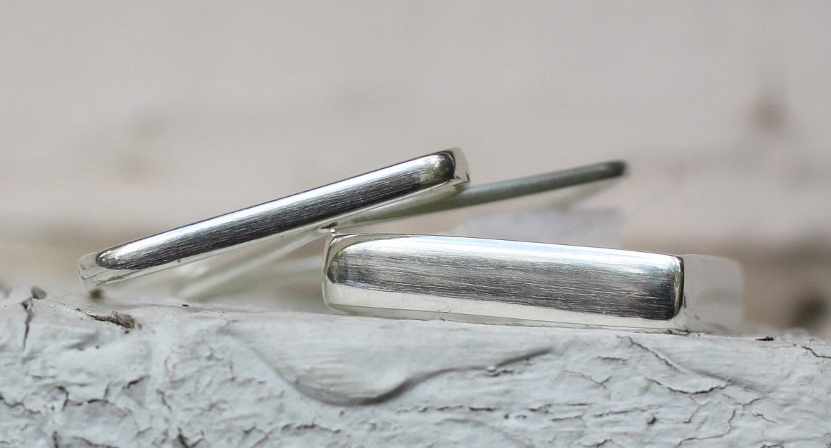 Square Rings 3 Set of Sterling Silver rings Stacking Ring | Etsy