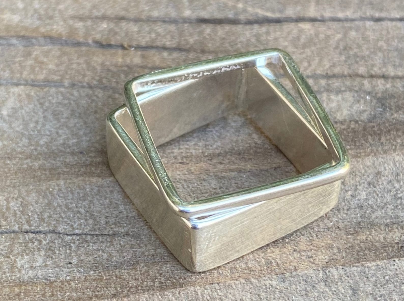 Large Square Ring Ring Set 2 Chunky Square Ring Stacking - Etsy