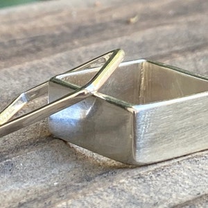 Large Square Ring, Ring Set (2), Chunky Square Ring, Stacking Rings ...