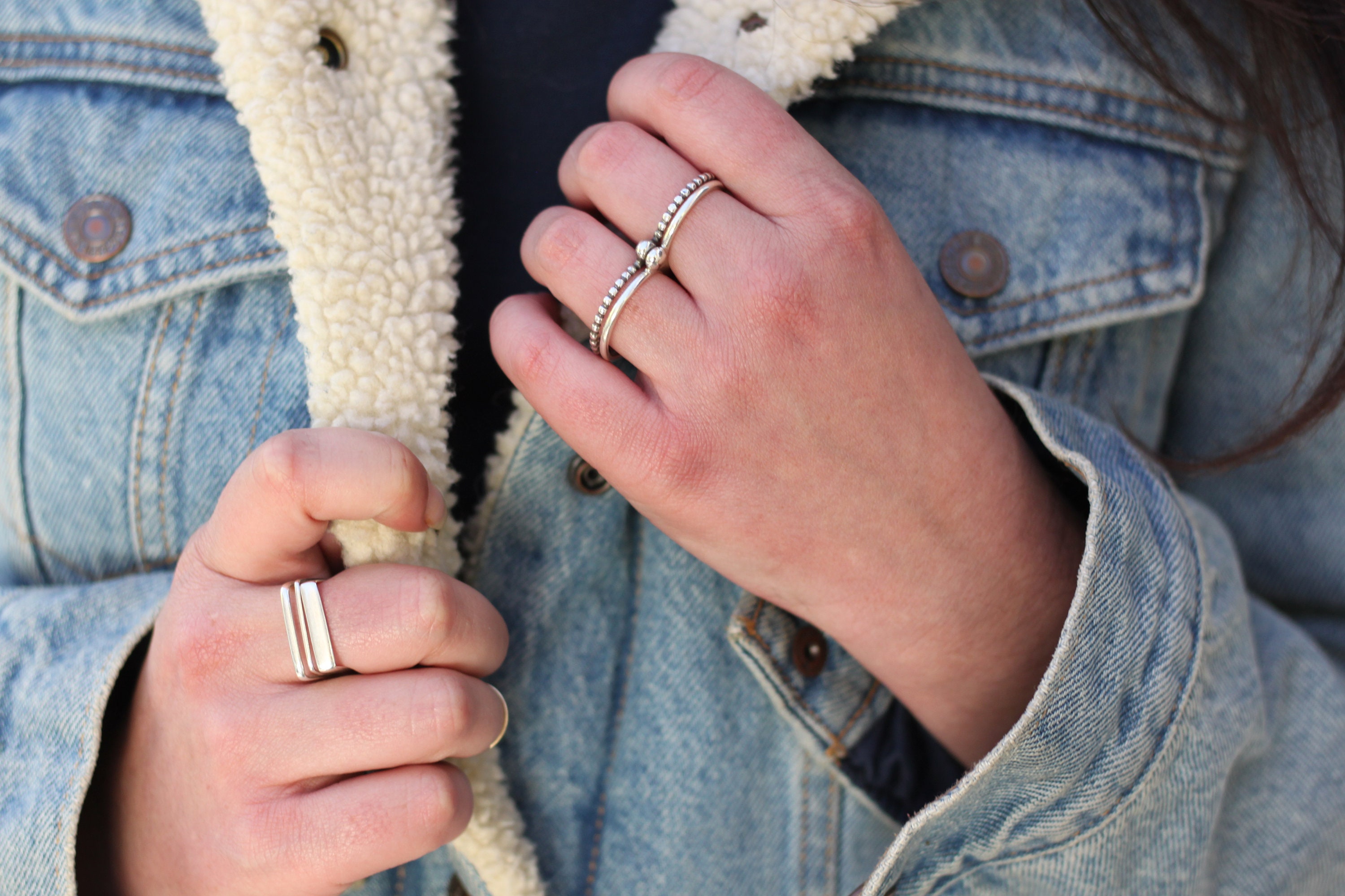Silver two finger ring double finger ring sterling silver | Etsy