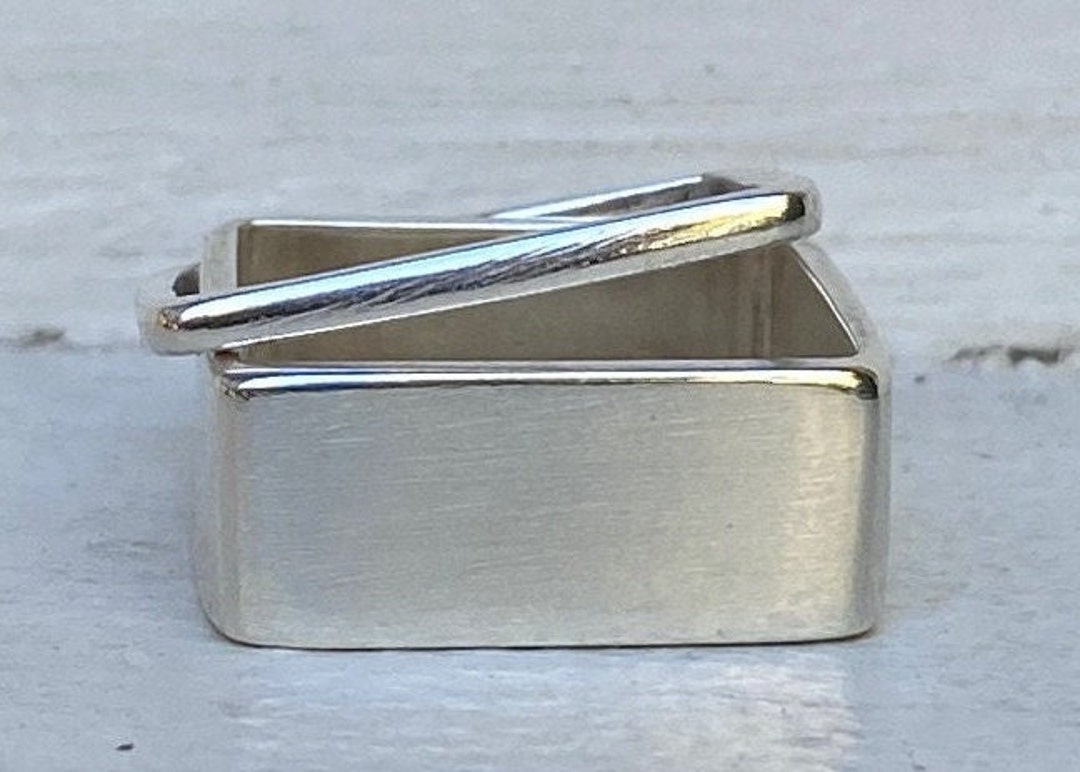 Large Square Ring, Ring Set (2), Chunky Square Ring, Stacking Rings ...