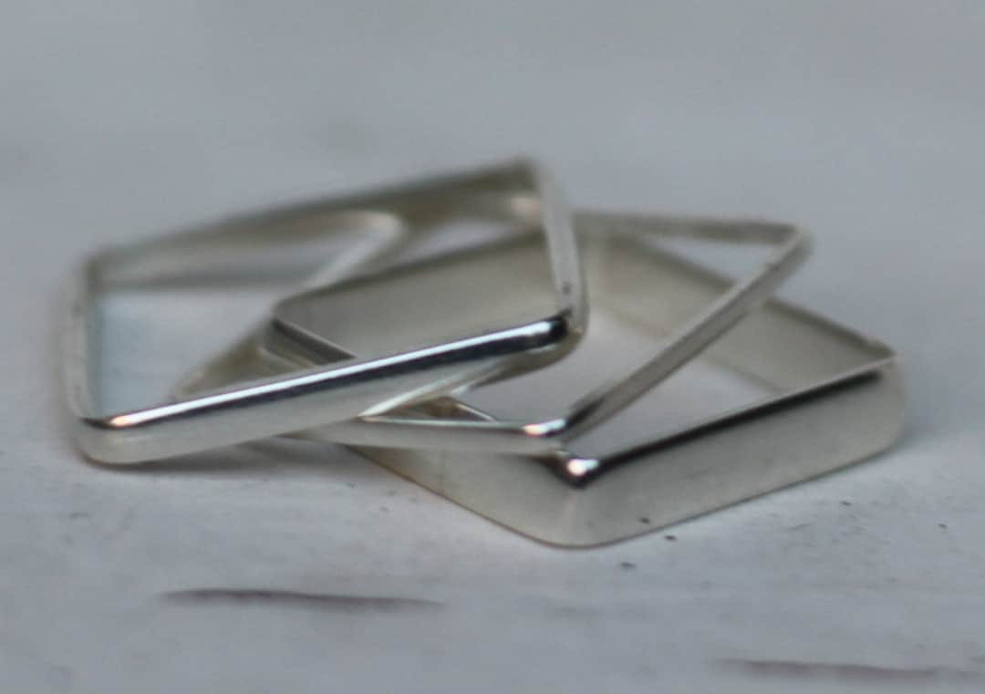 Square Rings 3 Set of Sterling Silver Rings Stacking Ring - Etsy
