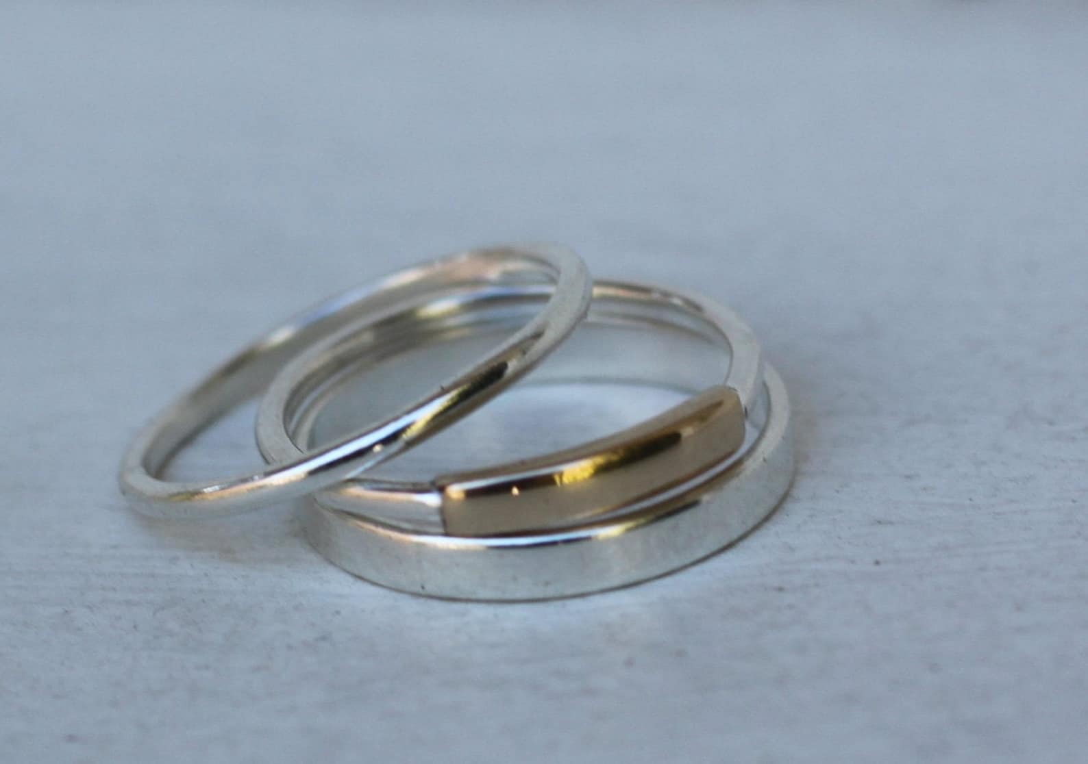 Gold and Silver Rings 3 Stacking Rings, 14k Gold, Sterling Silver Ring ...