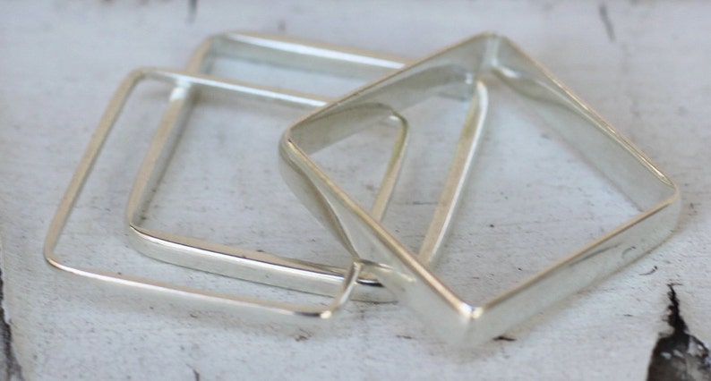 Square Rings 3 Set of Sterling Silver Rings Stacking Ring | Etsy