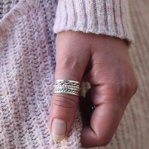 Stacking Ring Set (6), Silver Twisted Rings, Minimalist Jewelry ...