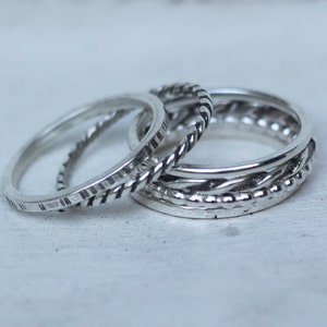 Stacking Ring Set (6), Silver Twisted Rings, Minimalist Jewelry ...